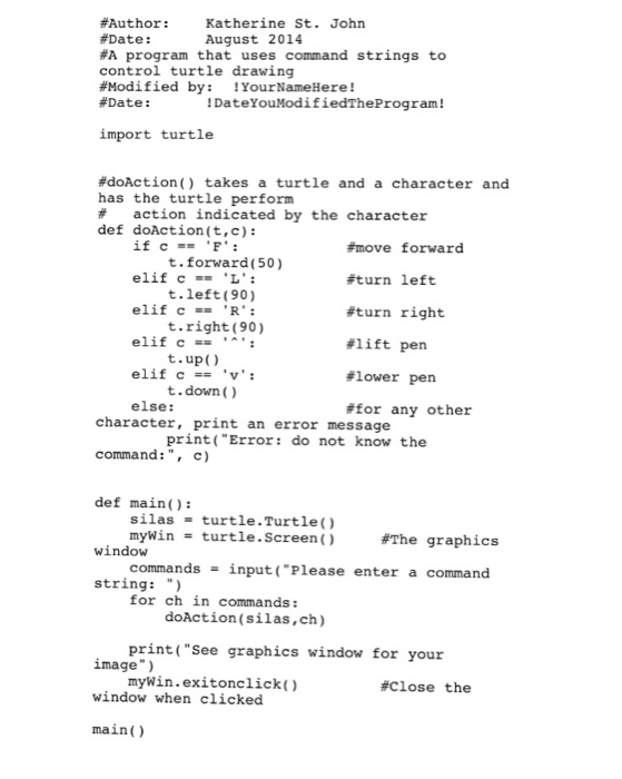 Solved The program turtleString.py [attached to this | Chegg.com