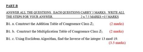 Solved PART-B ANSWER ALL THE QUESTIONS. EACH QUESTIONS CARRY | Chegg.com