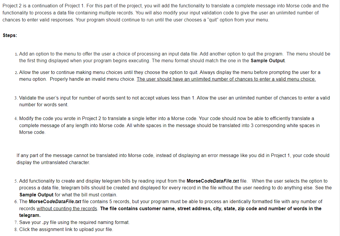 Solved Project 2 is a continuation of Project 1. For this | Chegg.com