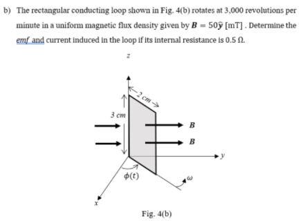 Solved b) The rectangular conducting loop shown in Fig. 4(b) | Chegg.com