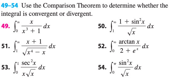 Solved 49-54 Use the Comparison Theorem to determine whether | Chegg.com