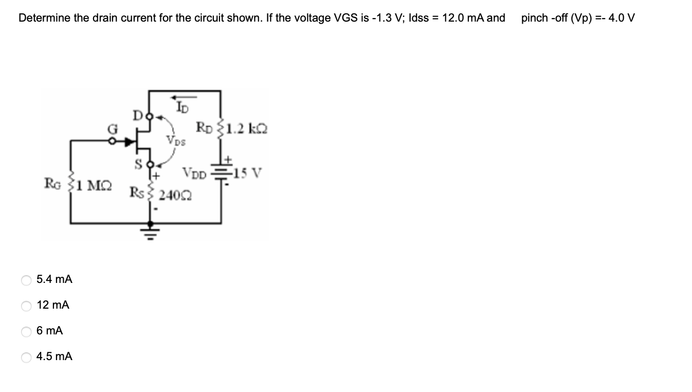 Solved Determine the drain current for the circuit shown. If | Chegg.com