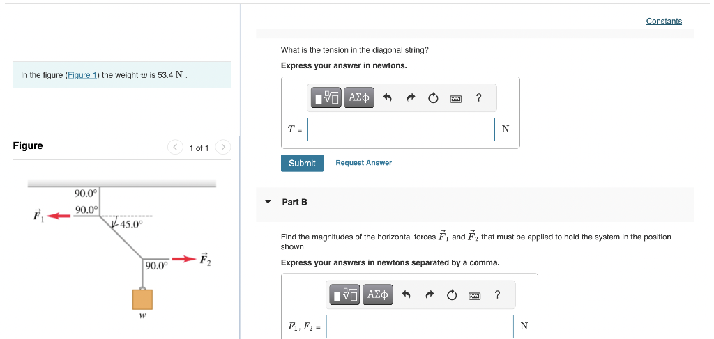 Solved What is the tension in the diagonal string? Express | Chegg.com