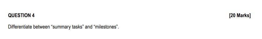 Solved QUESTION 4 Differentiate between "summary tasks" and | Chegg.com