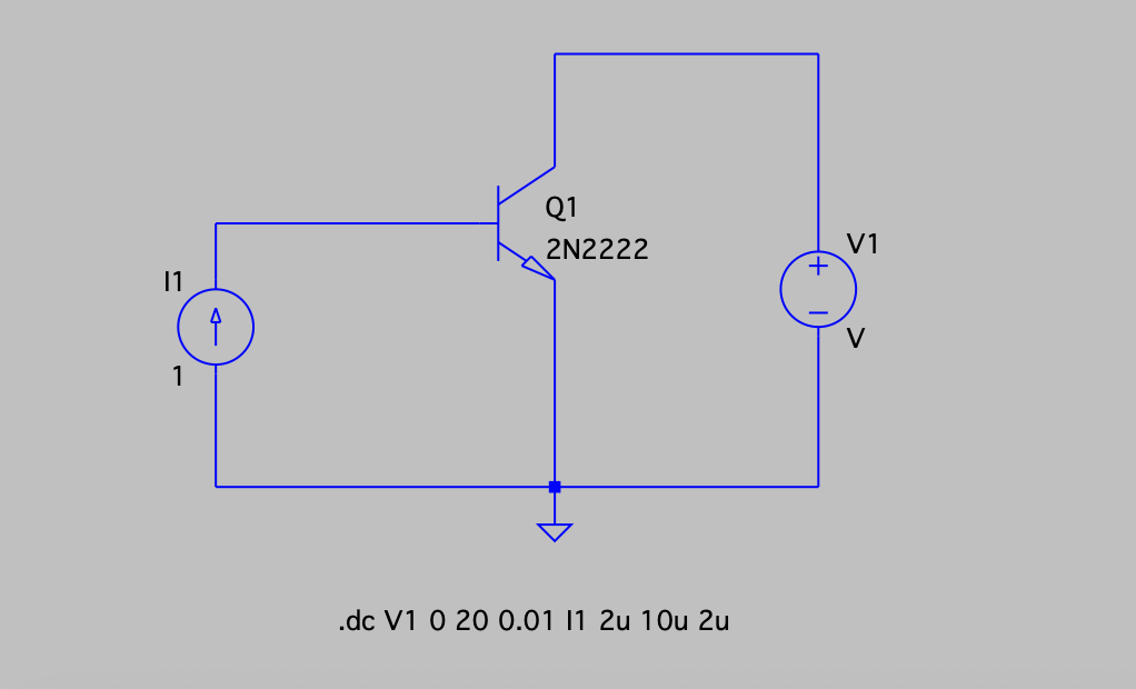Solved Q1 2N2222 V1 + 11 9 V 1 .dc V1 O 20 0.01 11 2u 10u 2u | Chegg.com