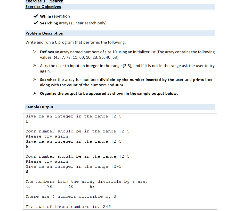 Solved Exercise 1- Search Exercise Objectives While | Chegg.com