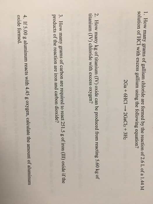Solved How many grams of gallium chloride are formed by the | Chegg.com