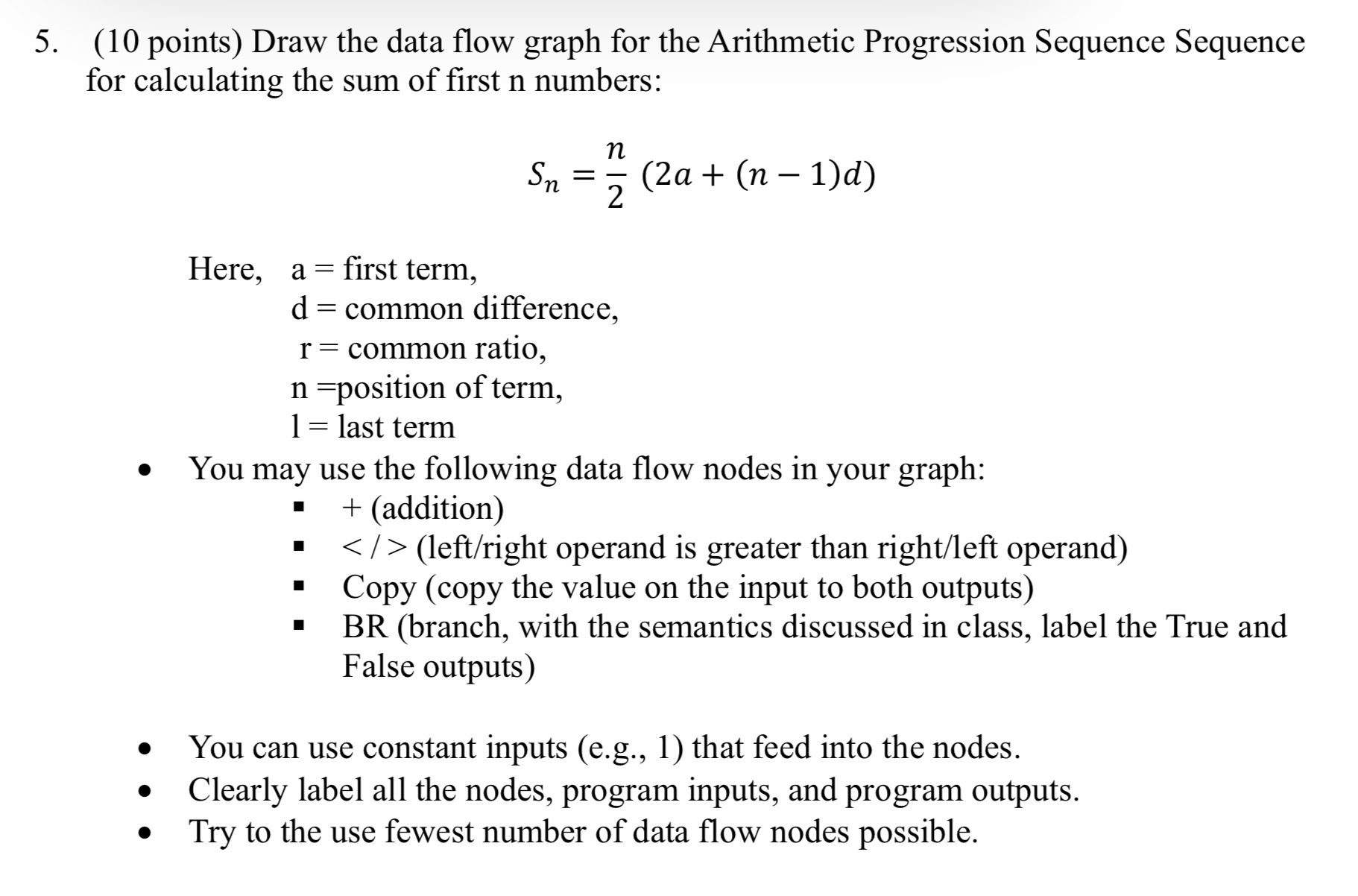 Solved 10 Points Draw The Data Flow Graph For The