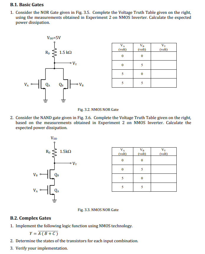 Solved B.1. Basic Gates 1. Consider the NOR Gate given in | Chegg.com