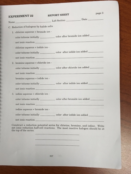 Solved REPORT SHEET EXPERIMENT 22 Date Lab Section Name A. | Chegg.com