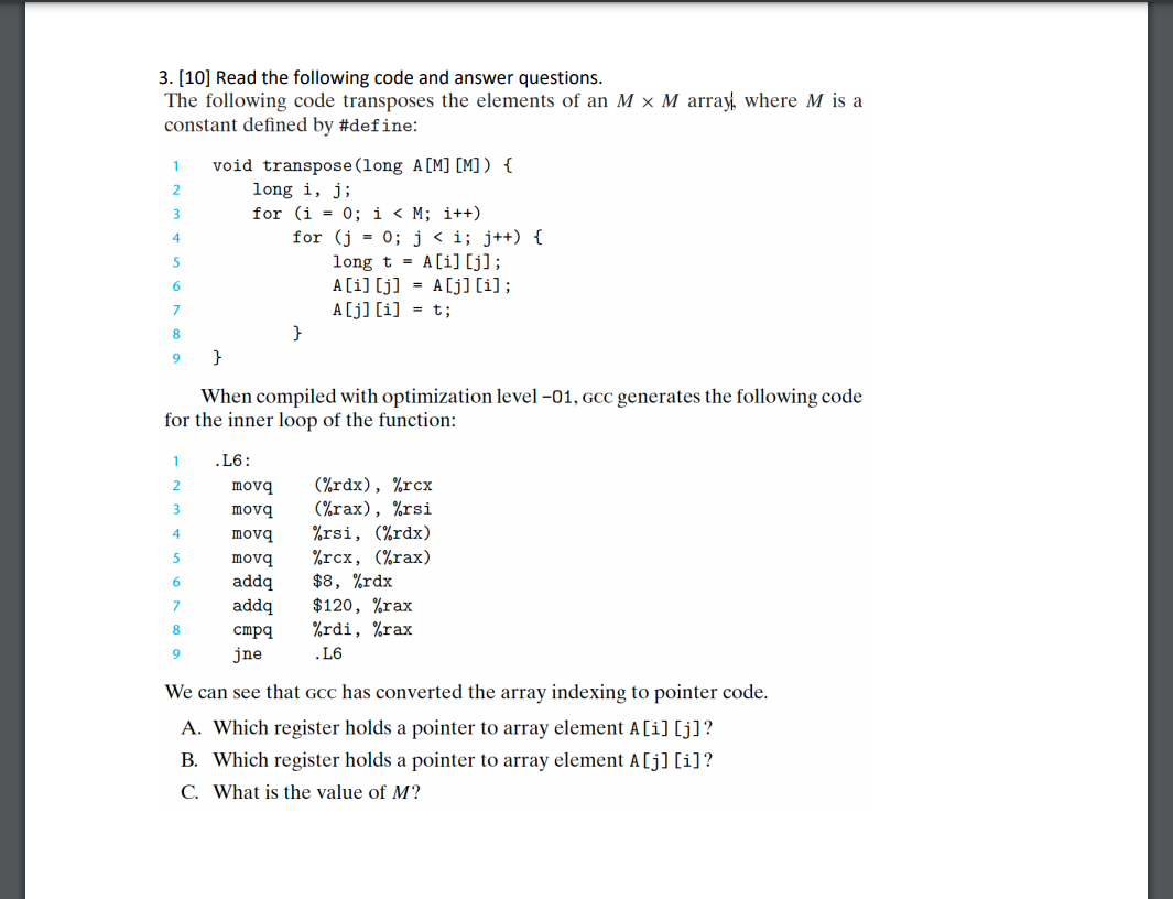 Solved 1. [15] Consider the following declarations (refer to | Chegg.com