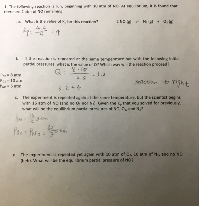 Solved 1. The following reaction is run, beginning with 10 | Chegg.com