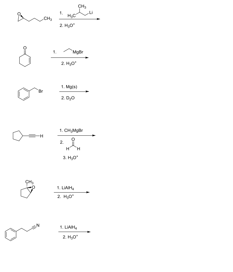 Solved CH3 2. H20+ 1. MgBr 2. H30* 1. Mg(s) 2. DO 1. CH3MgBr | Chegg.com