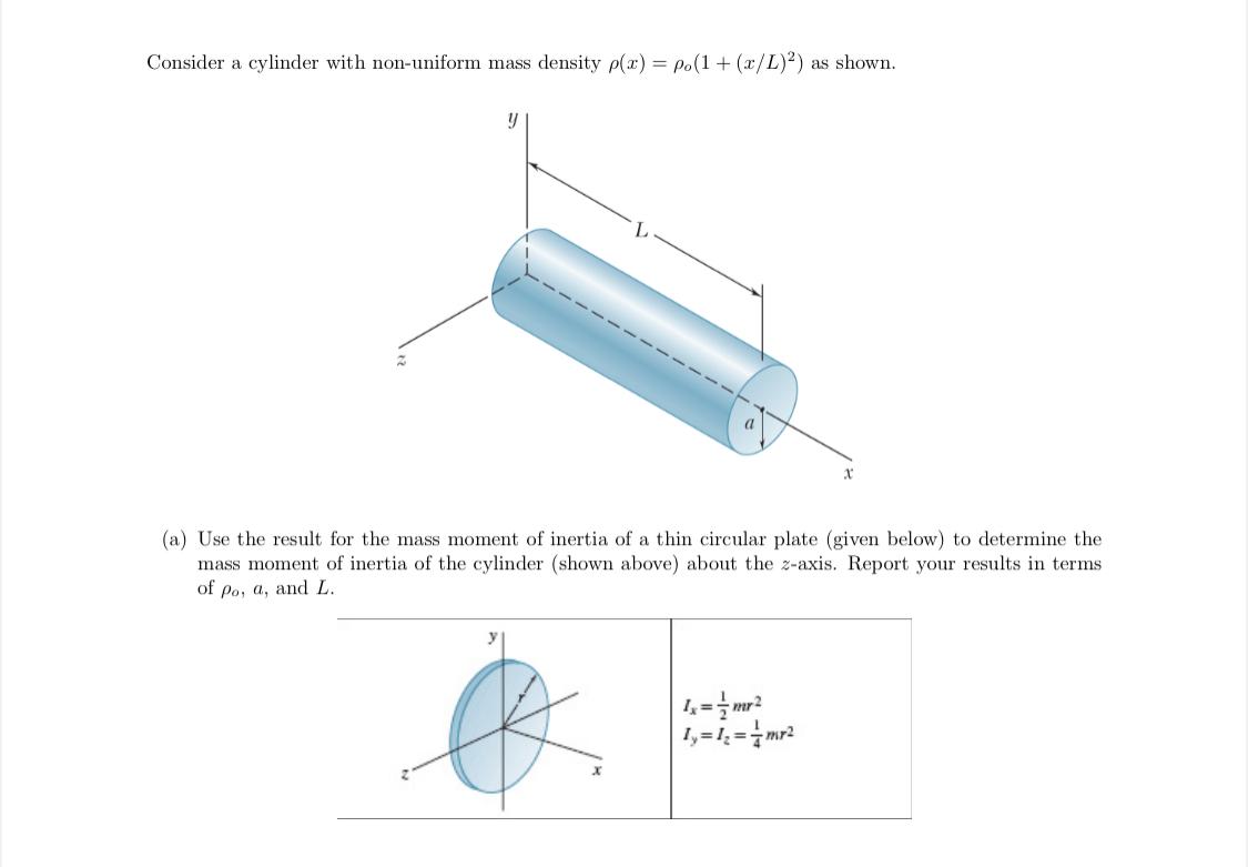 Solved Consider a cylinder with non-uniform mass density | Chegg.com