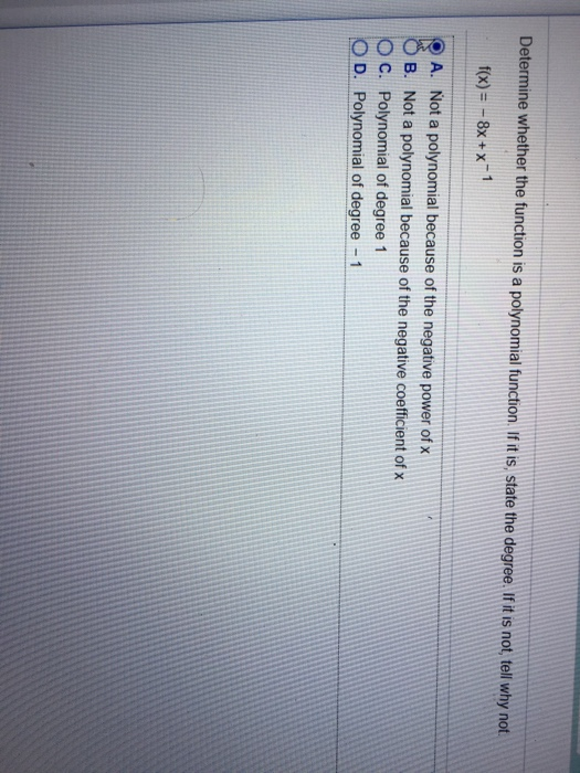 Solved Determine whether the function is a polynomial | Chegg.com