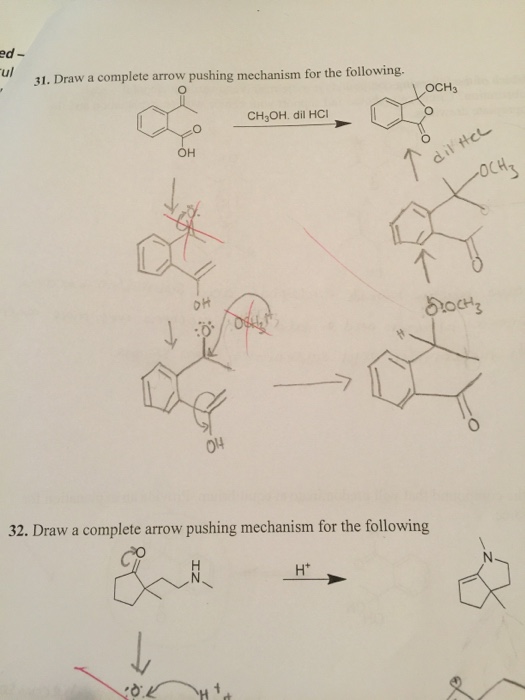 Solved ed- ul 31. Draw a complete arrow pushing mechanism | Chegg.com