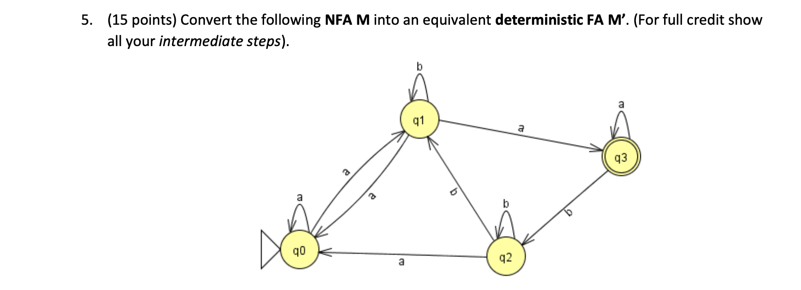 Solved (15 points) Convert the following NFA M into an | Chegg.com