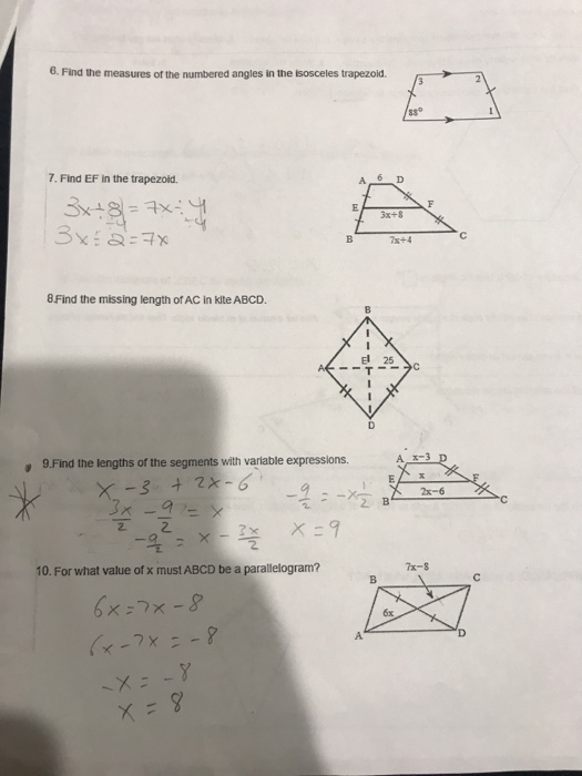 Solved 6. Find the measures of the numbered angles in the | Chegg.com