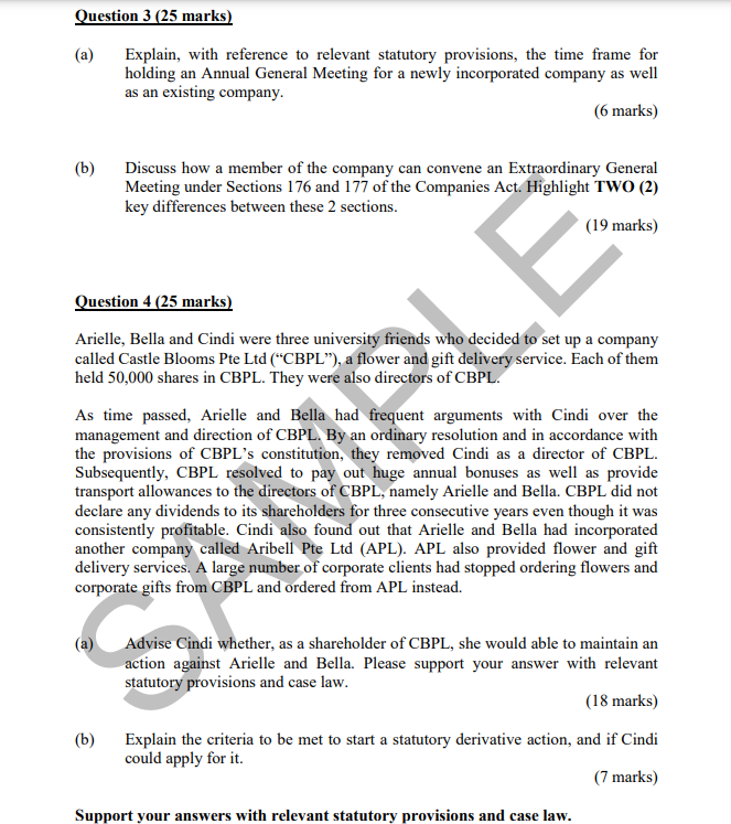 Solved (a) Explain, with reference to relevant statutory | Chegg.com