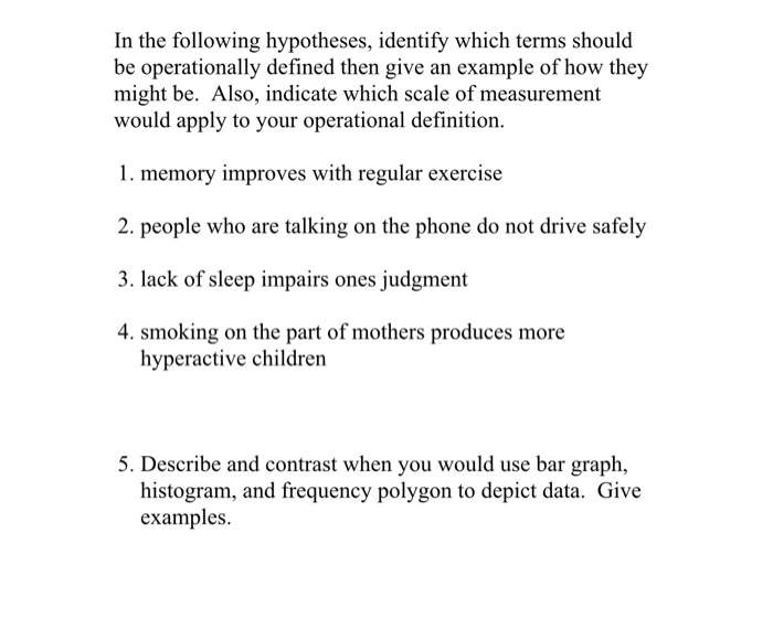 Solved In the following hypotheses, identify which terms | Chegg.com