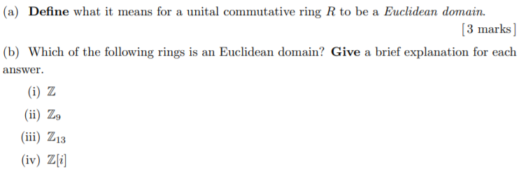 Solved (a) Define what it means for a unital commutative | Chegg.com