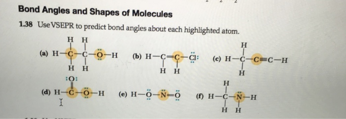 Solved Use VSEPR to predict bond angles about each | Chegg.com