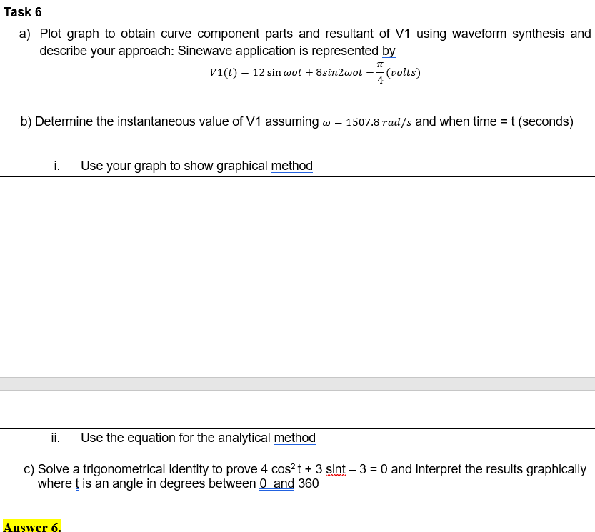 Solved a) Plot graph to obtain curve component parts and | Chegg.com