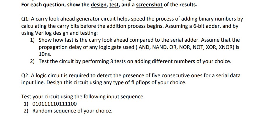 Solved I want help in solving these questions in verilog | Chegg.com