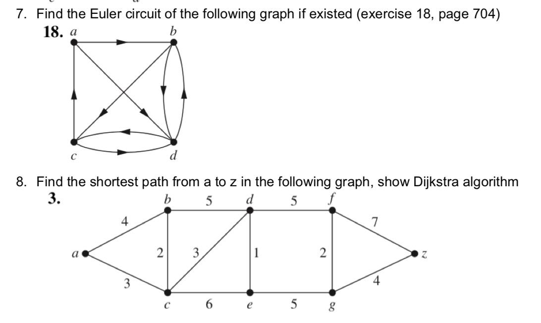 Solved 7. Find the Euler circuit of the following graph if | Chegg.com