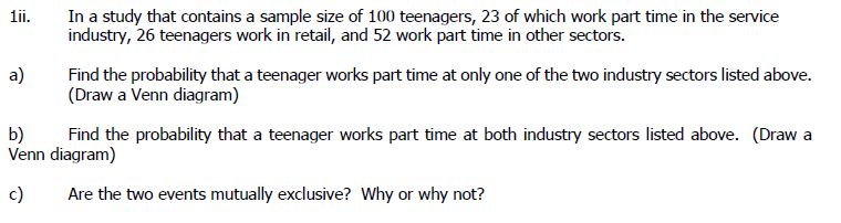 Solved lii. In a study that contains a sample size of 100 | Chegg.com