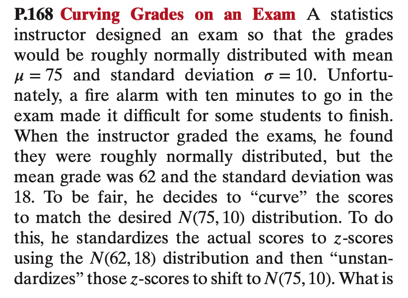 Solved P.168 Curving Grades on an Exam A statistics | Chegg.com