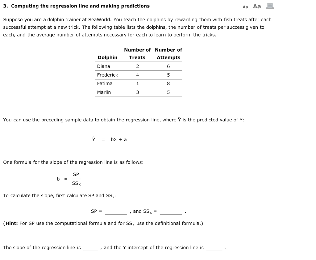 Solved 3. Computing the regression line and making | Chegg.com