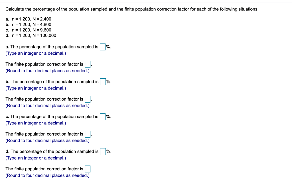 Solved Calculate The Percentage Of The Population Sampled