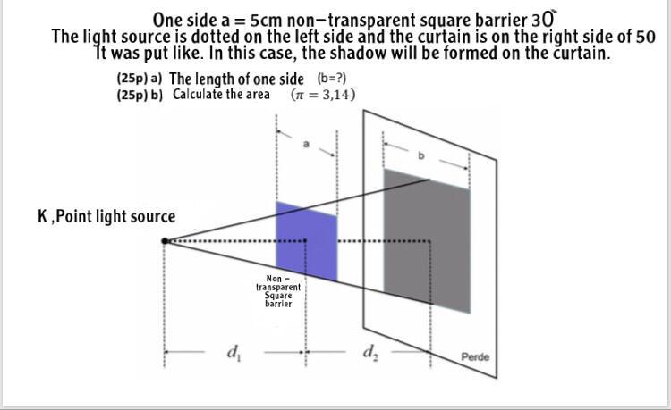 One side a = 5cm non-transparent square barrier 30 | Chegg.com