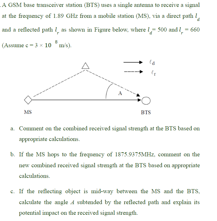 d A GSM base transceiver station (BTS) uses a single | Chegg.com
