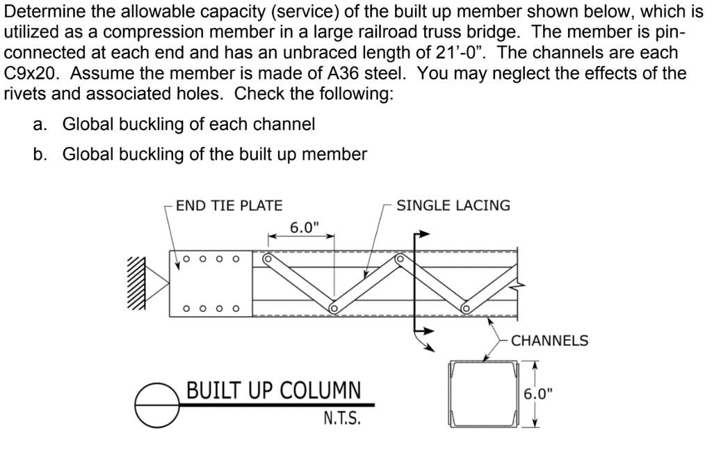 Solved Determine the allowable capacity (service) of the | Chegg.com
