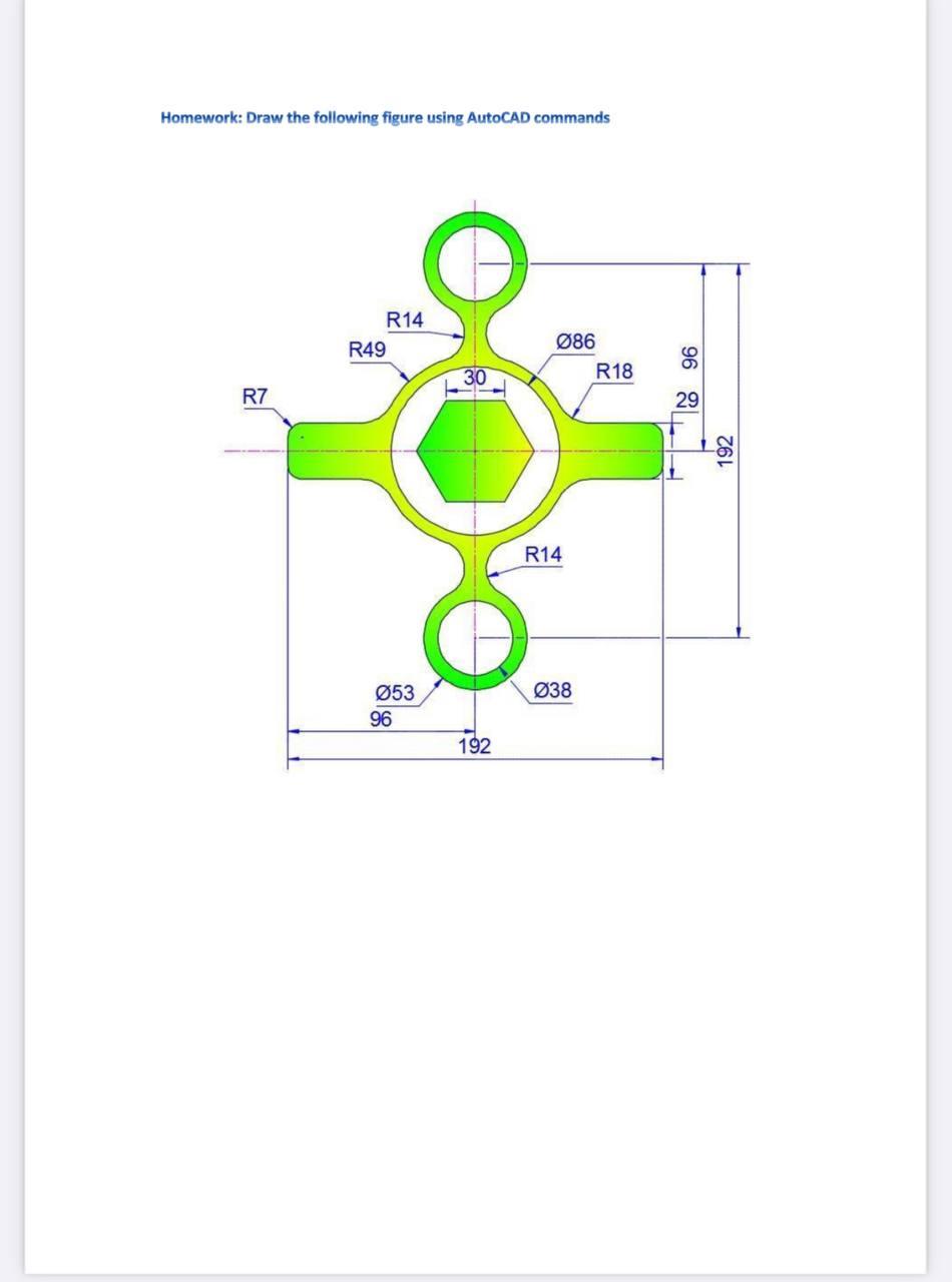 Solved Homework: Draw the following figure using AutoCAD | Chegg.com