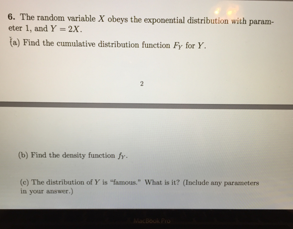 Solved 6. The random variable X obeys the exponential | Chegg.com