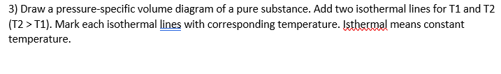Solved 3) Draw a pressure-specific volume diagram of a pure | Chegg.com