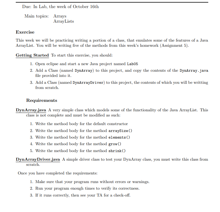 Solved Due: In Lab, the week of October 16th Main topics: | Chegg.com