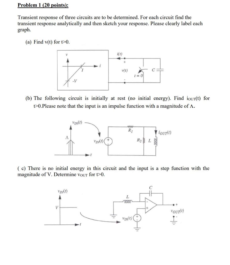 Solved Problem 1 (20 points: Transient response of three | Chegg.com