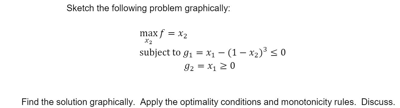 Solved Sketch the following problem graphically: max f = x2 | Chegg.com