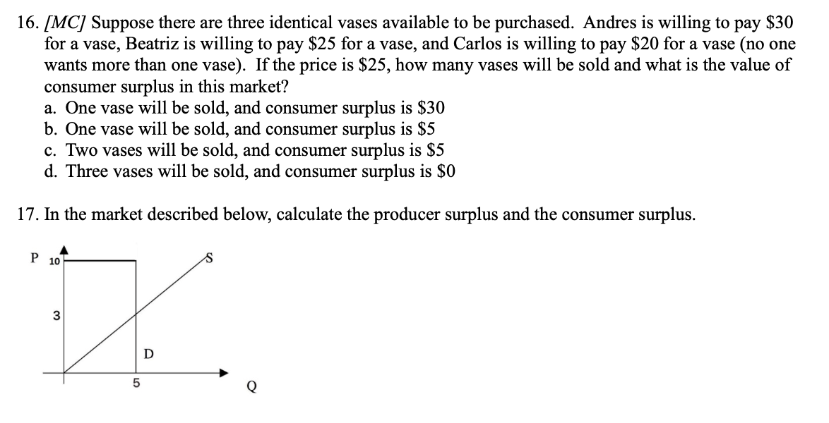 Solved 16. [MC] Suppose there are three identical vases | Chegg.com