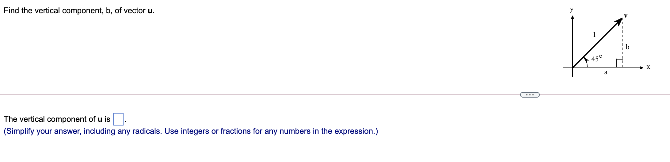 Solved Find the vertical component, b, of vector u. A 450 X | Chegg.com
