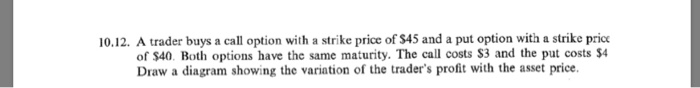 Solved 10.12. A trader buys a call option with a strike | Chegg.com