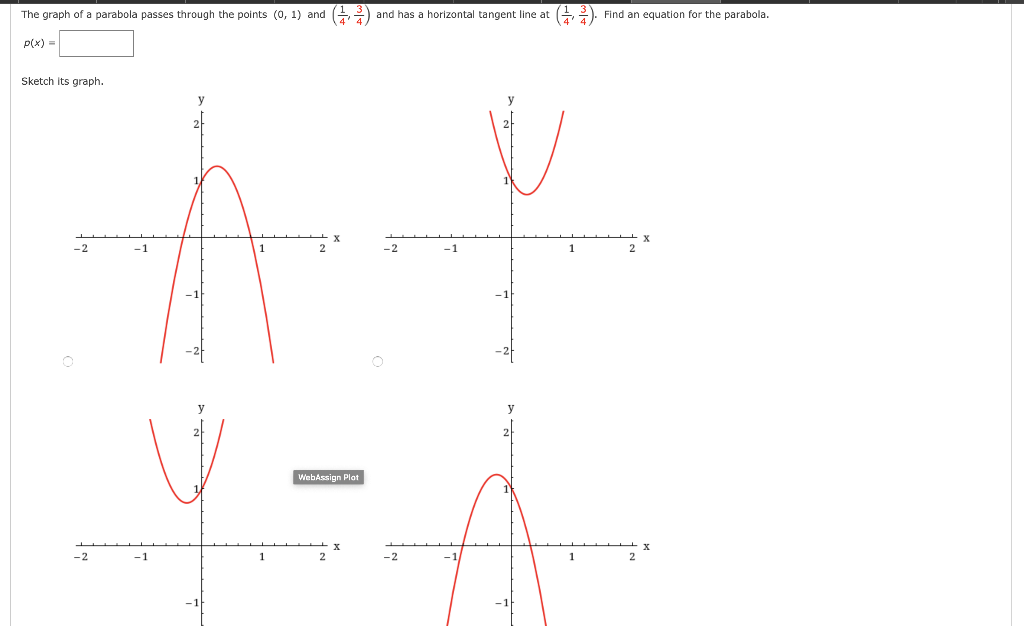 Solved The graph of a parabola passes through the points (0, | Chegg.com