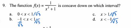 Solved The function f(x)=1x2+1 ﻿is concave down on which | Chegg.com