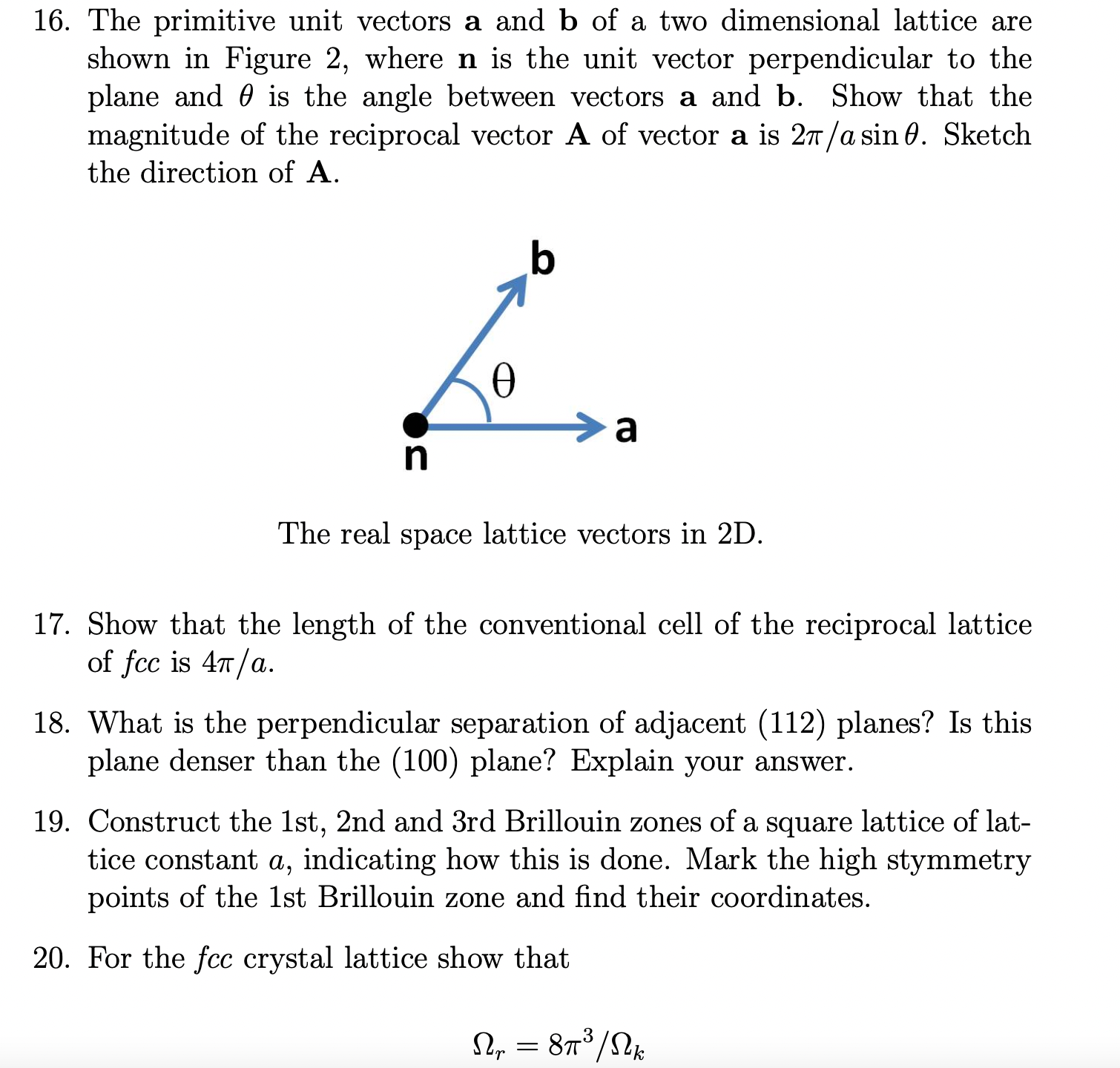 Solved The primitive unit vectors a and b ﻿of a two | Chegg.com