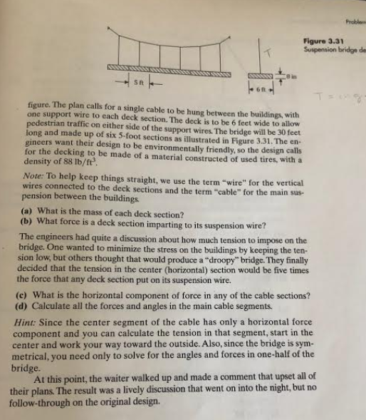 Solved Problem Figure 3.31 Suspension bridge de SININ boord | Chegg.com