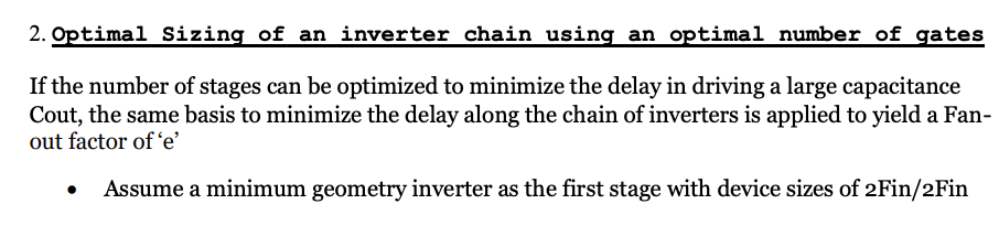 2. Optimal sizing of an inverter chain using an | Chegg.com